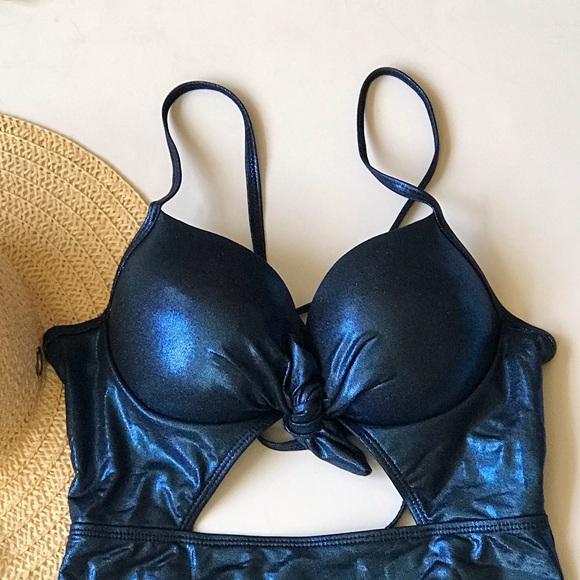 Swim | Shinny Blue Keyhole Onepiece Swimsuit Bathingsuit | Poshmark